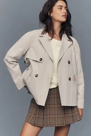 Hunter Tina Striped Double-breasted Trench Coat Jacket - Bone