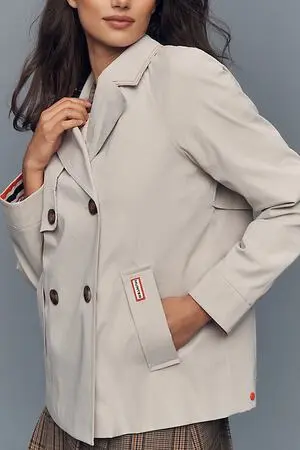 Hunter Tina Striped Double-breasted Trench Coat Jacket - Bone