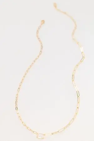 Anthropologie Suspended Crystal Link Necklace - Clear