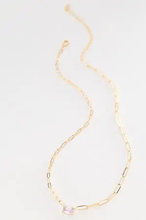 Anthropologie Suspended Crystal Link Necklace - Light Amethyst