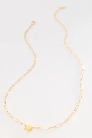 Anthropologie Suspended Crystal Link Necklace Yellow