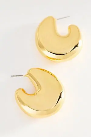 Anthropologie Puffed Huggie Hoop Earrings - Gold