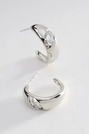 Anthropologie Embedded Crystal Hoop Earrings