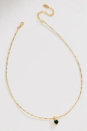 Anthropologie Short Crystal Pendant Necklace - Emerald