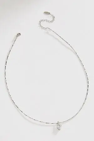 Anthropologie Short Crystal Pendant Necklace Silver/clear