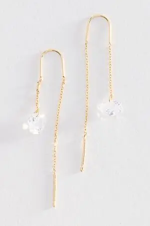 Anthropologie Crystal Chain Threader Earrings - Gold