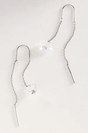 Anthropologie Crystal Chain Threader Earrings - Silver