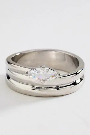 Anthropologie Suspended Crystal Ring - Silver
