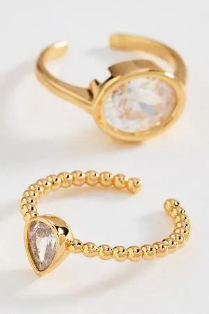 Anthropologie Glam Stacking Rings Set Of 2 - Gold
