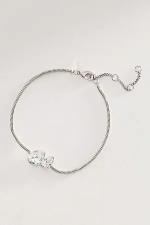 Anthropologie Double Crystal Chain Bracelet - Silver