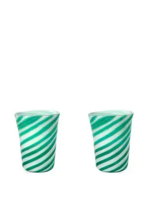 BITOSSI HOME Striped Glass Set - Green