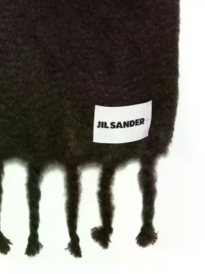 JIL SANDER Fringed-edges Scarf - Brown
