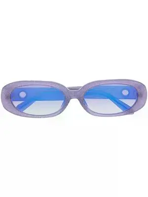 Linda Farrow Round Frame Glitter Sunglasses - Purple