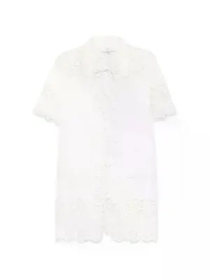 Sea Floral Lace-up Beach Dress - White