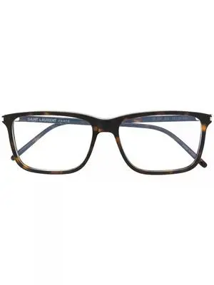 Saint Laurent Tortoiseshell Rectangle Eyeglasses - Brown