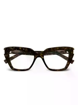Saint Laurent Geometric Frame Glasses - Brown