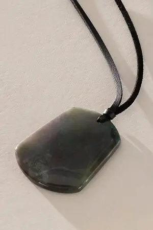 Free People Lena Stone Pendant Necklace - Moss Green