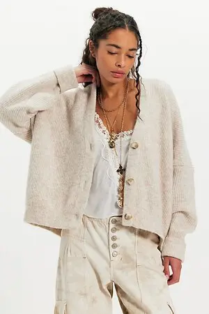 Free People Verona Cardigan - Birch Heather