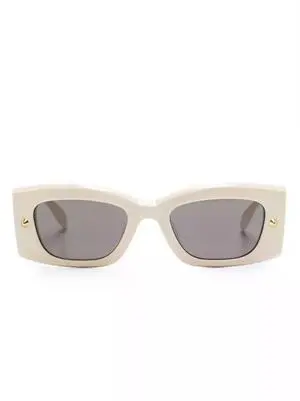 Alexander McQueen Spike Studded Rectangle-frame Glasses - Neutrals