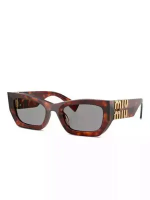 Miu Miu Logo-lettering Sunglasses - Brown