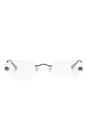 Cartier Panther Head-detail Rimless Glasses - Silver