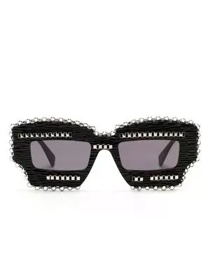 KUBORAUM Chain-detailing Square Frame Sunglasses - Black