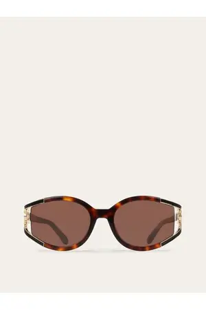 FERRAGAMO Acetate Oval Sunglasses - Natural