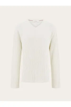 FERRAGAMO Lightweight V-neck Sweater - Natural