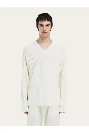 FERRAGAMO Lightweight V-neck Sweater - Natural