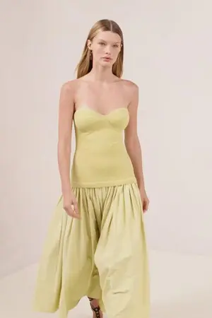 Alexis Cannes Strapless Midi Dress - Green