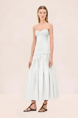 White Strapless Midi Dresses