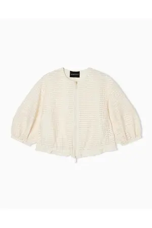 Emporio Armani Vichy 3d Jacquard Blouson - White