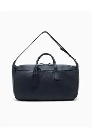 Giorgio Armani Pebbled Leather Duffle Bag - Navy