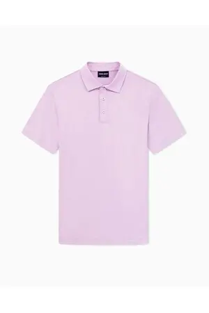 Giorgio Armani Silk And Cotton-mélange Jersey Polo Shirt - Pink
