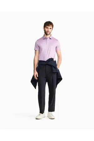 Giorgio Armani Silk And Cotton-mélange Jersey Polo Shirt - Pink
