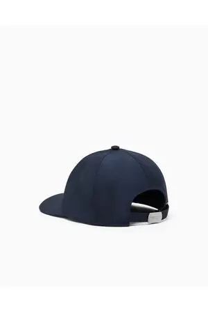 Giorgio Armani Technical Fabric Baseball Cap With Embroidered Logo - Navy