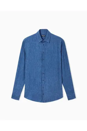 Giorgio Armani Regular-fit Shirt In Denim-effect Silk