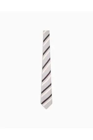 Giorgio Armani Silk Neck Tie With Jacquard Stripes Multicolor