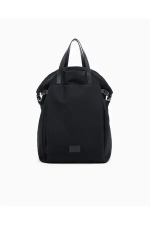 Giorgio Armani Mesh And Leather Backpack - Black