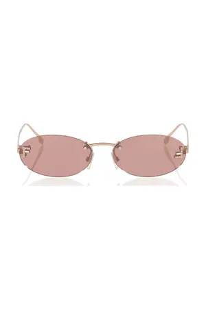 Fendi Sunglasses Oval Rimless Frame