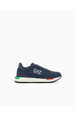 EA7 Sneakers With Fabric And Leather Details