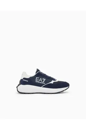 Emporio Armani Ea7 Suede Sneakers With Mesh Inserts