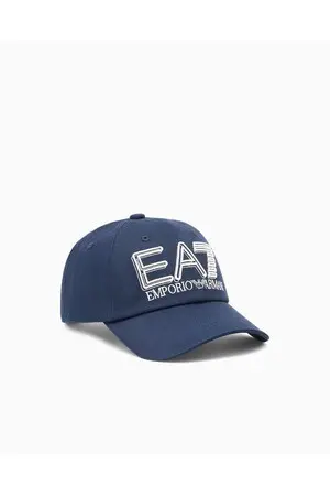 Emporio Armani Ea7 Cotton Baseball Cap With Visor - Navy