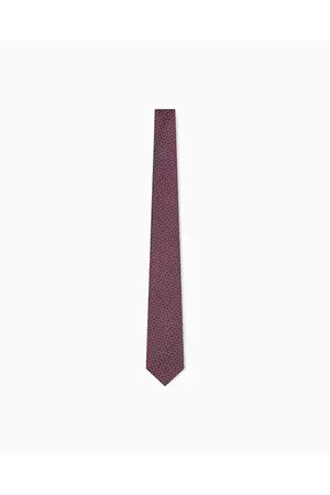 Emporio Armani Pure Silk Jacquard Pattern Tie - Red