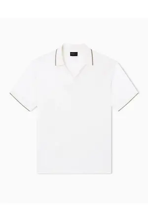 Emporio Armani Regular-fit Polo Shirt In Piqu - White