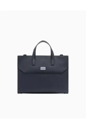 Emporio Armani Business Bag In Tumbled Leather - Black