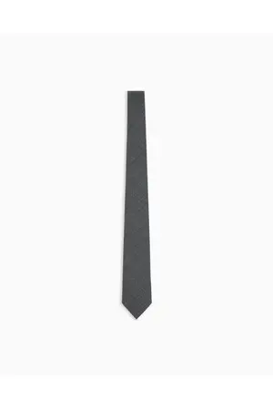 Emporio Armani Virgin-wool Canvas Standard Neck Tie - Grey