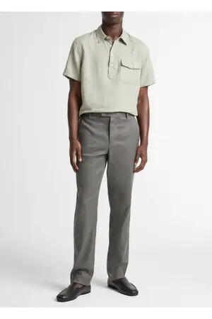 Vince Owen Athletic Linen-cotton Extended-tab Pant - Gray