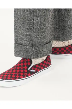 Valentino Garavani Vlogo Checkerboard Print Slip-on Sneakers - Black