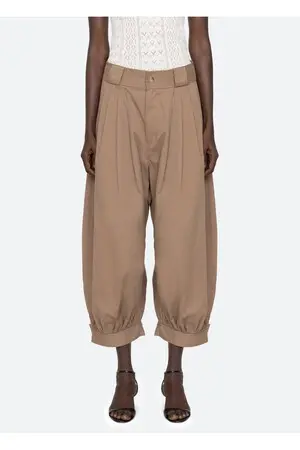 Sea Lois Twill Balloon Pants - Brown